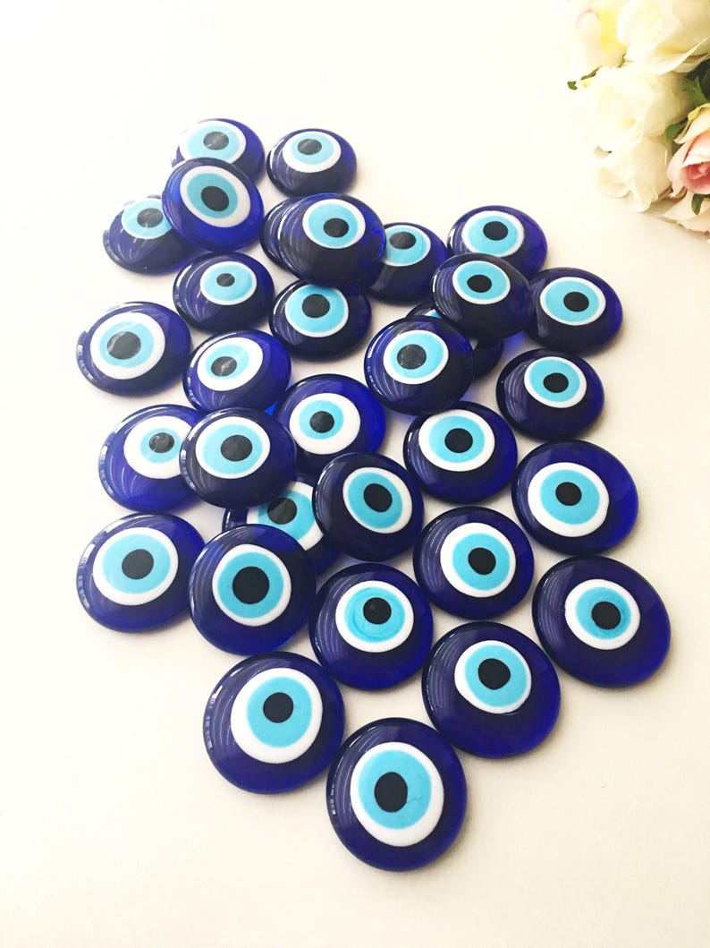 Blue Evil Eye Charm Beads, Evil Eye With No Hole, Glass Evil Eye Beads ...