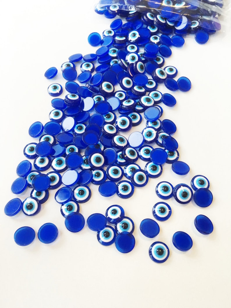 Set of 20 Blue Evil Eye Resin Cabochons, Tiny 6mm Evil Eye Cabochons ...