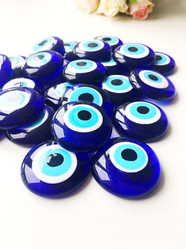 Blue Evil Eye Charm Beads, Evil Eye With No Hole, Glass Evil Eye Beads ...