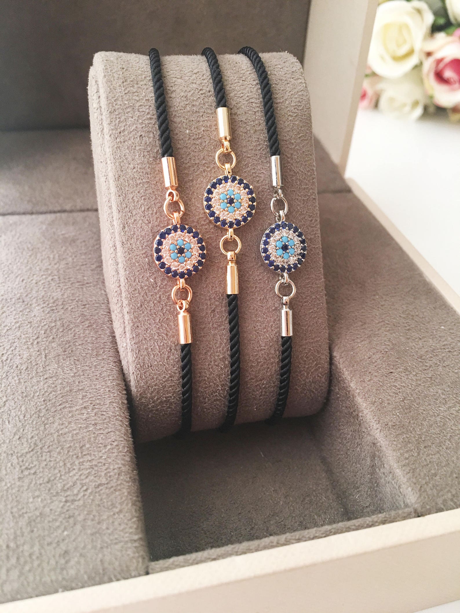 Evil Eye Bracelet Evil Eye Charm Bracelet Black String | Etsy