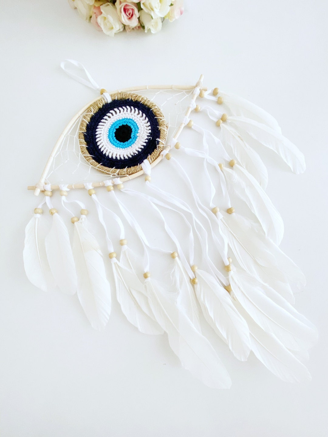 Handmade Dream Catcher, Evil Eye Dream Catcher, Blue Evil Eye ...