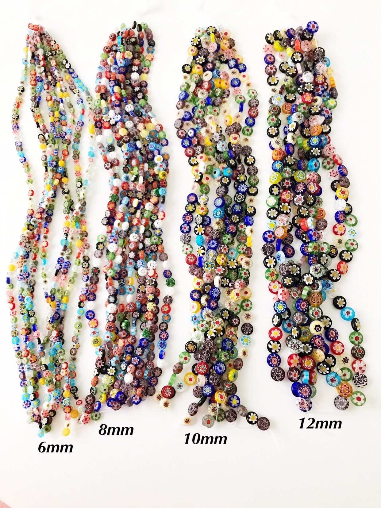 Millefiori Flat Coin Glass Beads, Italian Floral Millefiori Beads ...
