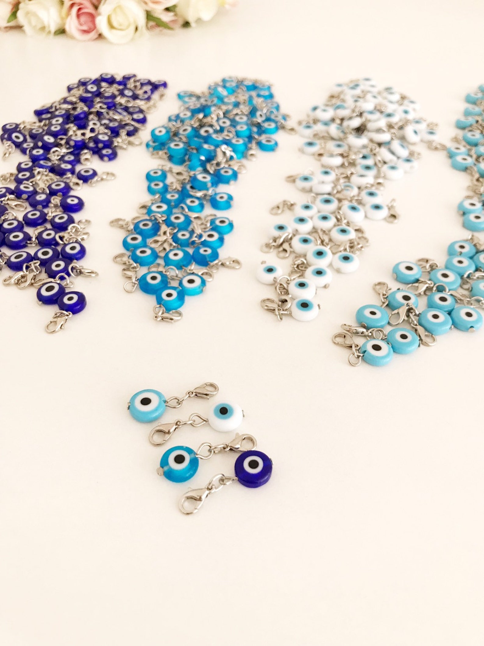 Evil Eye Charm Silver Evil Eye Charm With Lobster Clasp 10mm | Etsy