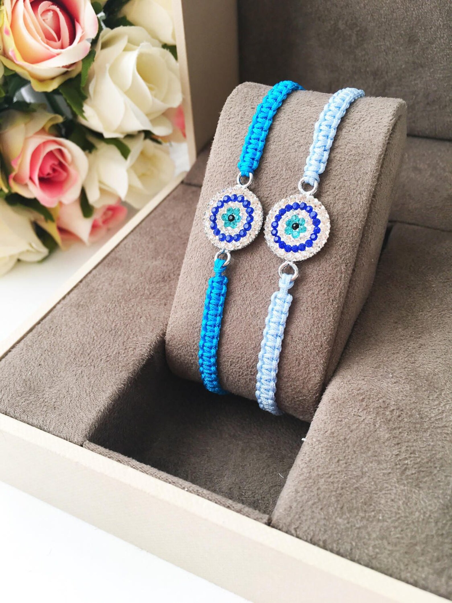 Evil Eye Bracelet Blue String Evil Eye Bracelet Macrame Evil - Etsy