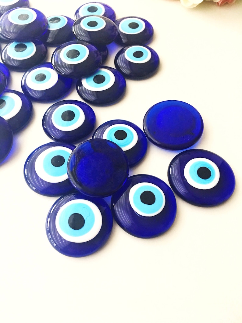 Blue Evil Eye Charm Beads, Evil Eye With No Hole, Glass Evil Eye Beads ...