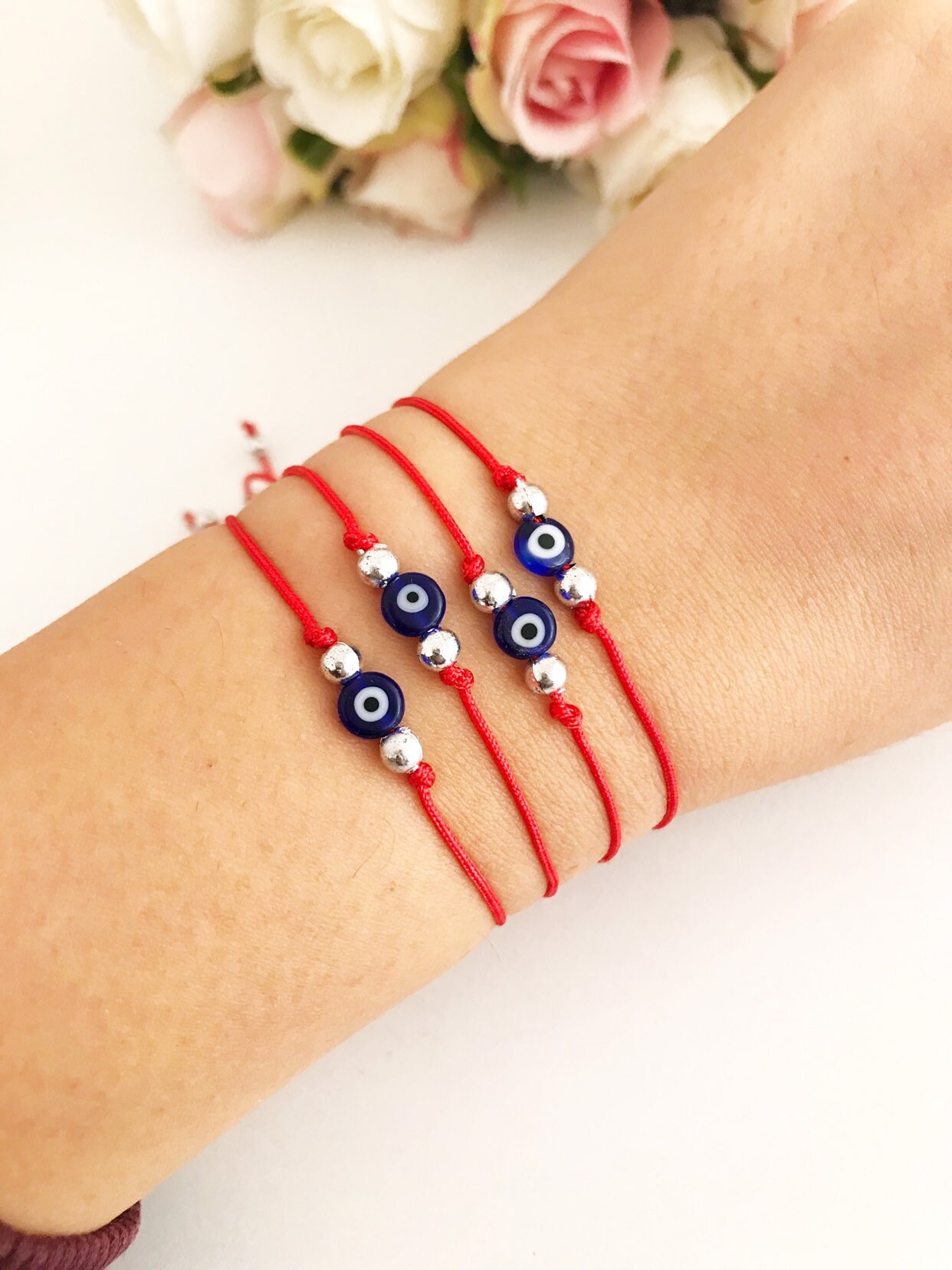 Red string evil eye bracelet blue evil eye bead evil eye | Etsy