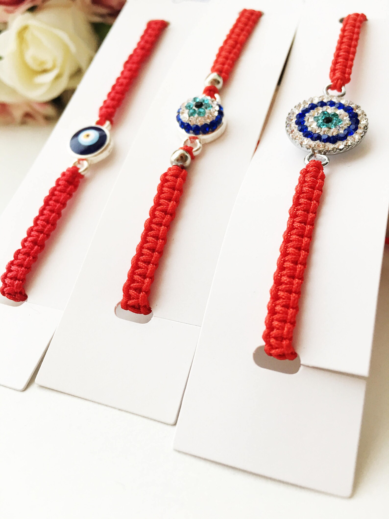 Red String Bracelet Evil Eye Bracelet Zirconia Bracelet - Etsy