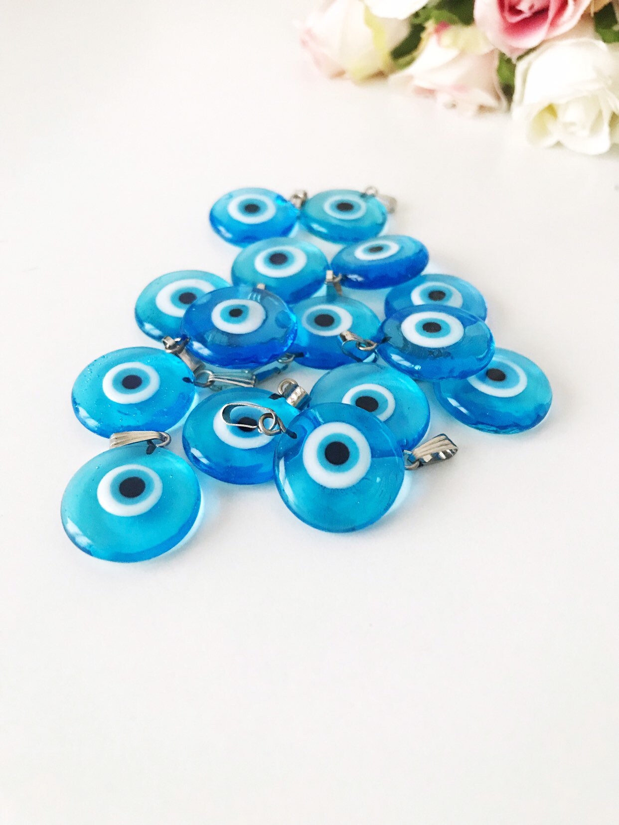Evil Eye Beads Blue Evil Eye Charm Murano Glass Beads Evil - Etsy