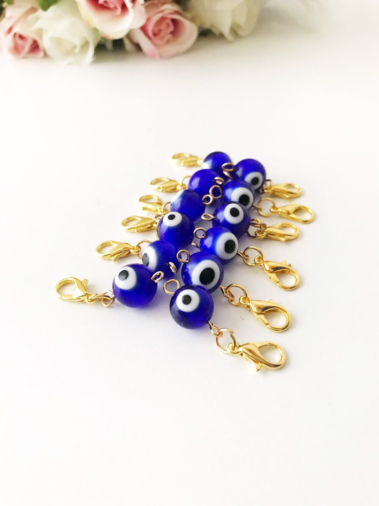 Evil Eye Charm Gold Evil Eye Charm With Lobster Clasp 10mm - Etsy
