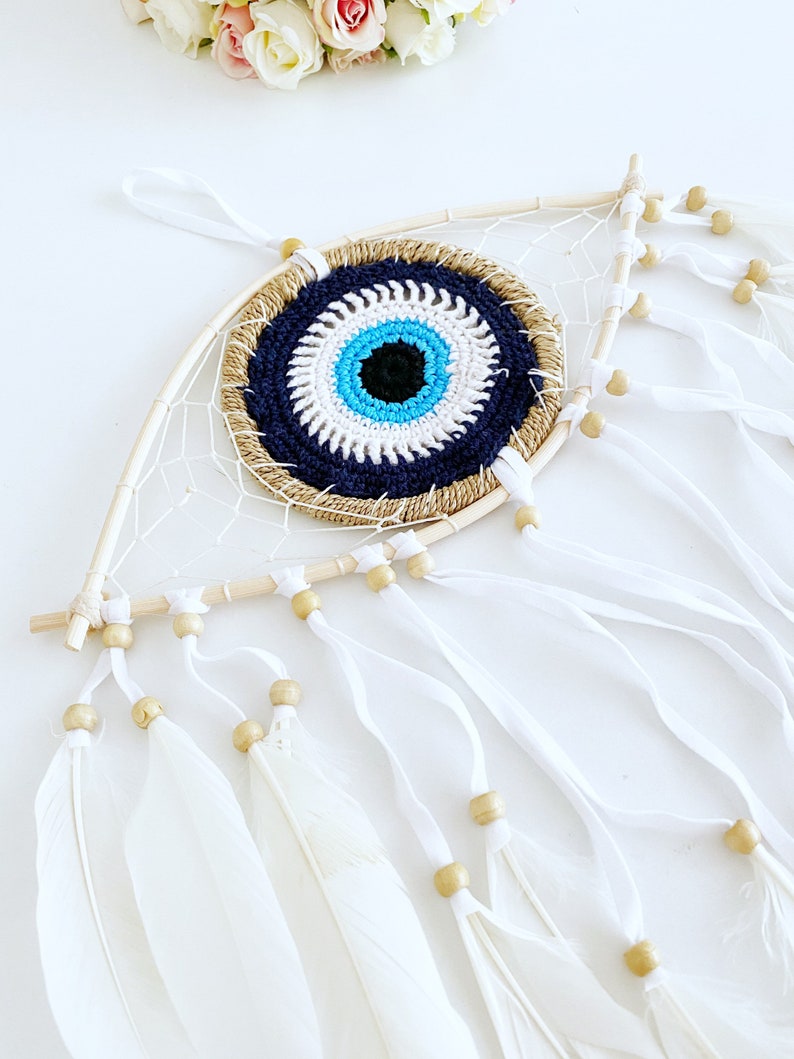 Handmade Dream Catcher, Evil Eye Dream Catcher, Blue Evil Eye ...
