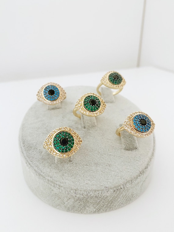 Evil Eye Ring Stacking Ring Gold Protection Ring Zircon | Etsy