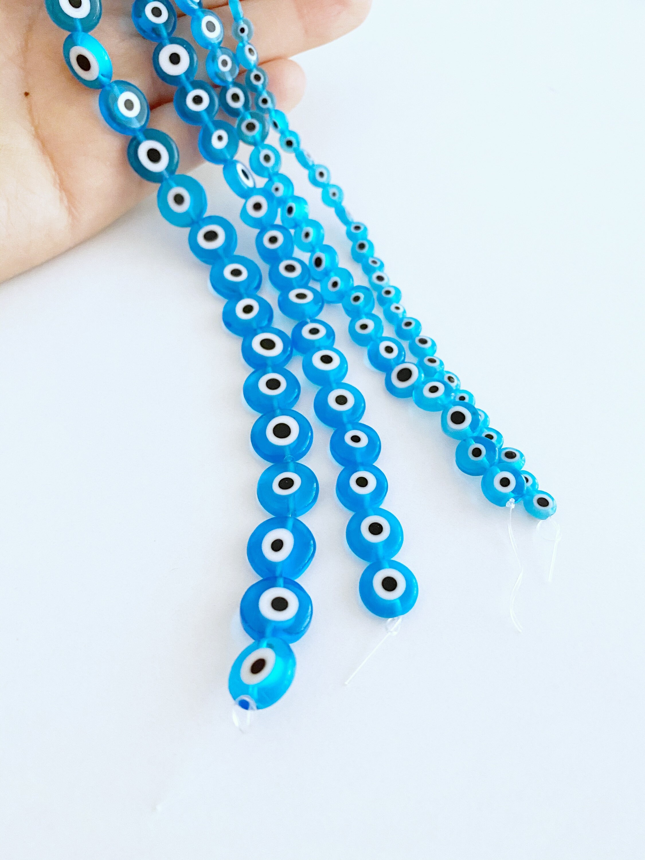 Evil Eye Beads 6mm to 12mm Glass Beads Flat Round Beads | Etsy