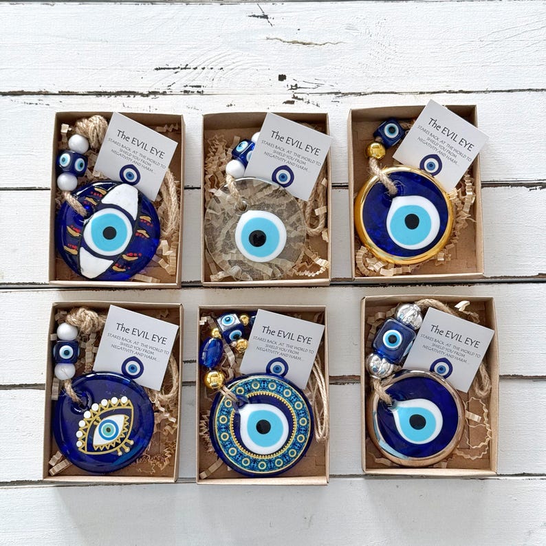 Evil Eye Wall Hanging Gift Box, Blue Evil Eye Protection Decor ...
