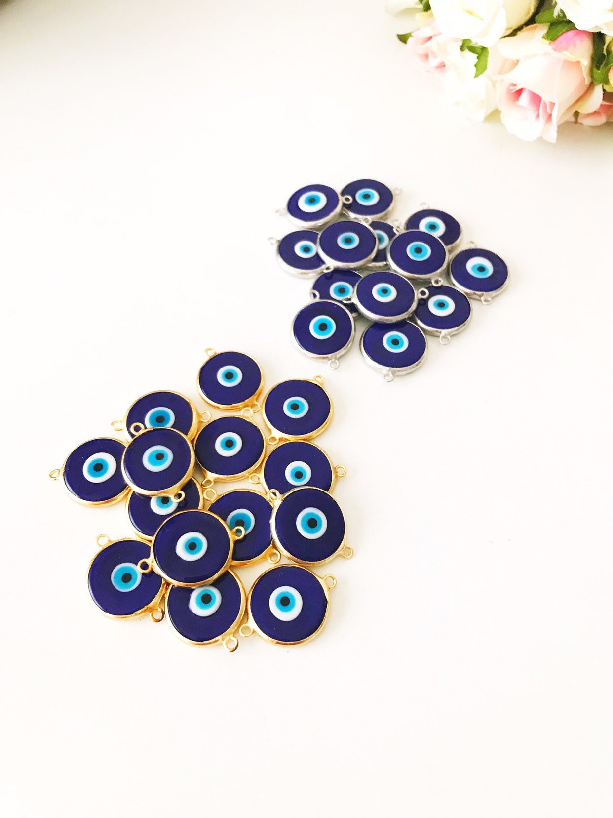 Blue Evil Eye Connector Murano Glass Evil Eye Connectors - Etsy