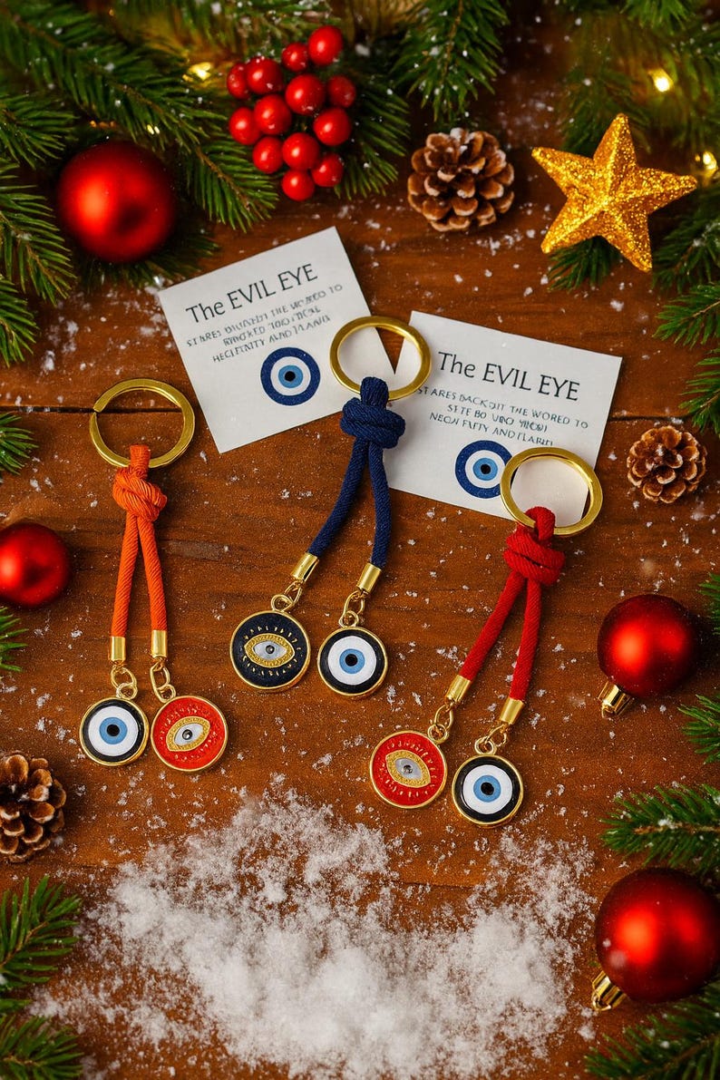 Handmade Turkish Evil Eye Keychain: Blue Nazar Charm With Colorful ...