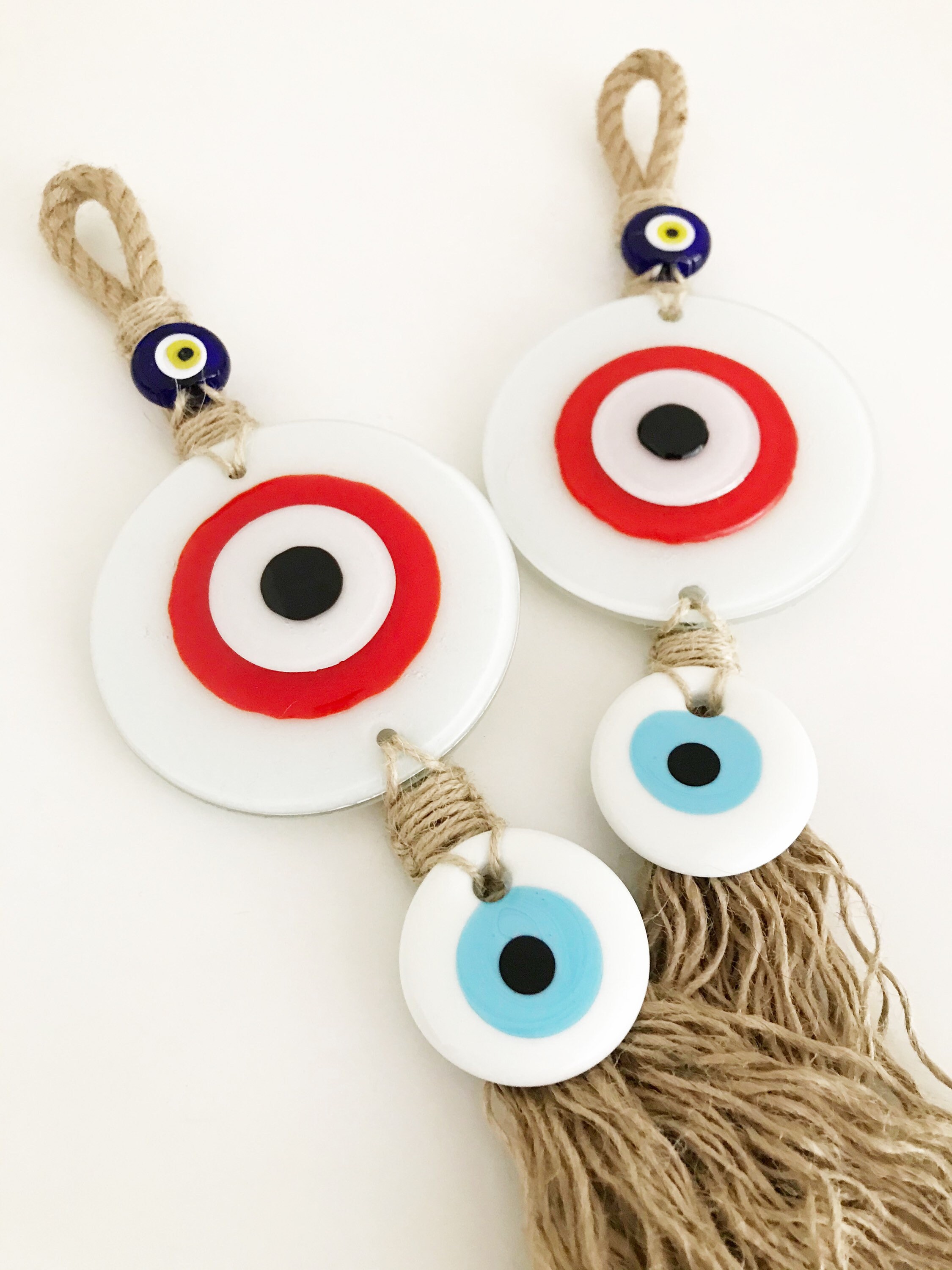 Evil Eye Home Decor Glass White Evil Eye Bead Macrame Evil - Etsy