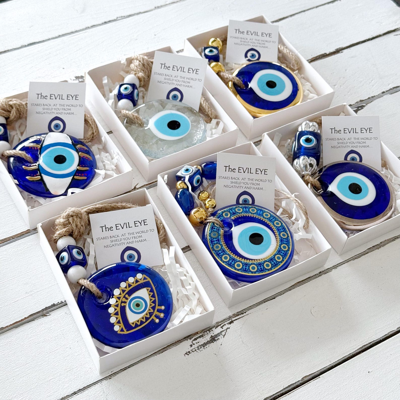Evil Eye Wall Hanging Gift Box, Blue Evil Eye Protection Decor ...