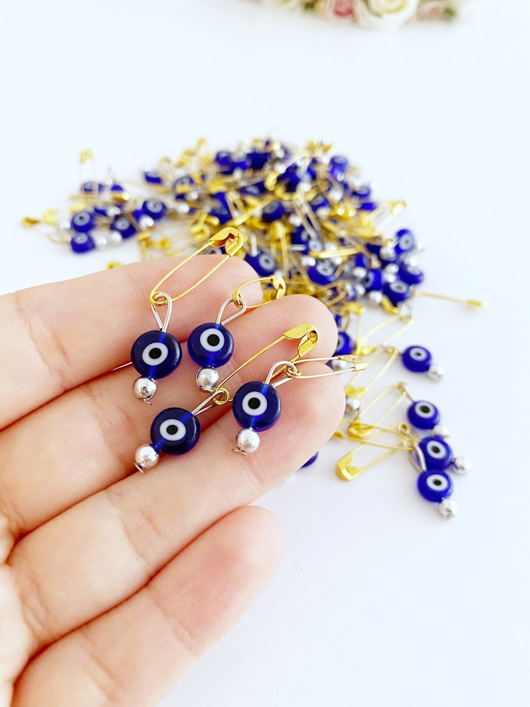 Evil Eye Safety Pins, BULK 5 to 100 Pcs, Wedding Invitation Favor ...