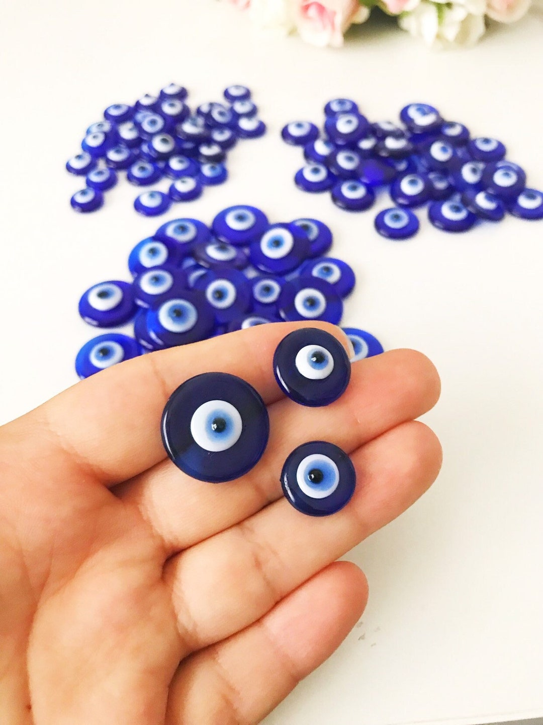 Evil Eye Glass Cabochon, Blue Evil Eye Cabs, Evil Eye Protective Supply ...