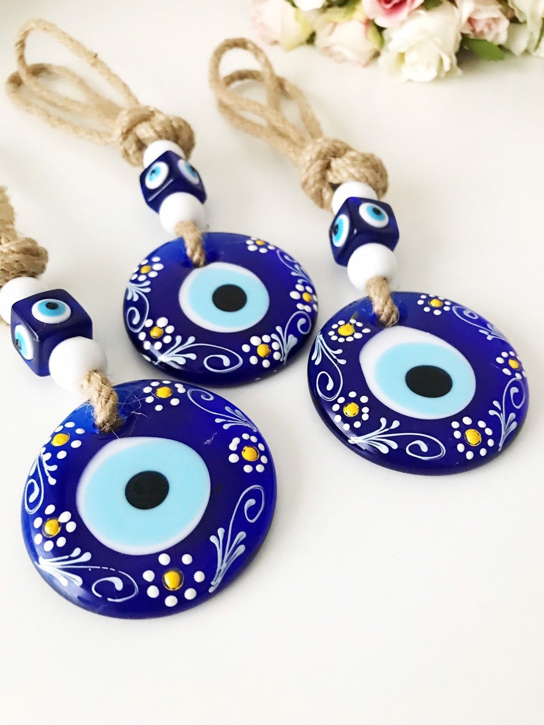 Hand-painted Blue Evil Eye Wall Hanging, Authentic Greek Evil Eye Home ...