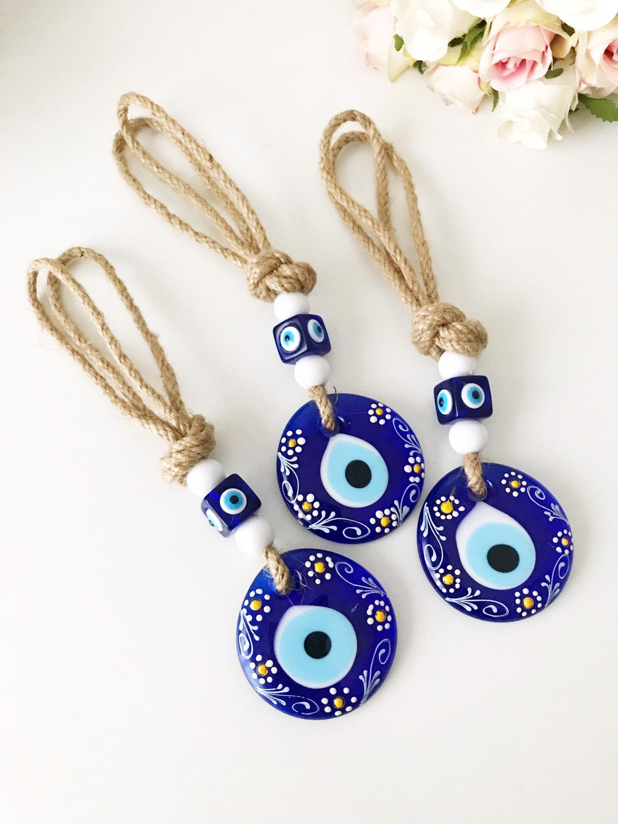 Hand-painted Blue Evil Eye Wall Hanging, Authentic Greek Evil Eye Home ...