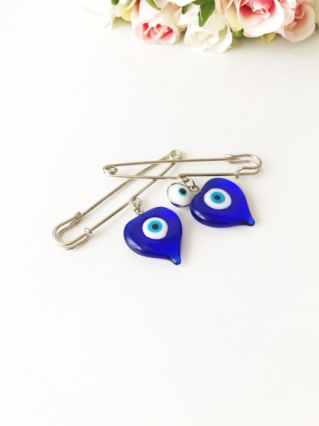 Evil Eye Safety Pin - Glass Evil Eye Bead Wedding Favors, Greek Good ...