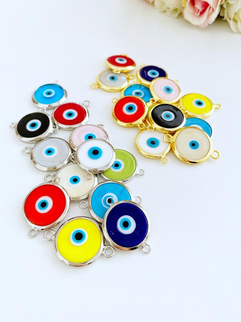 Murano Glass Evil Eye Bead Safety Pin, Silver Evil Eye Brooch ...