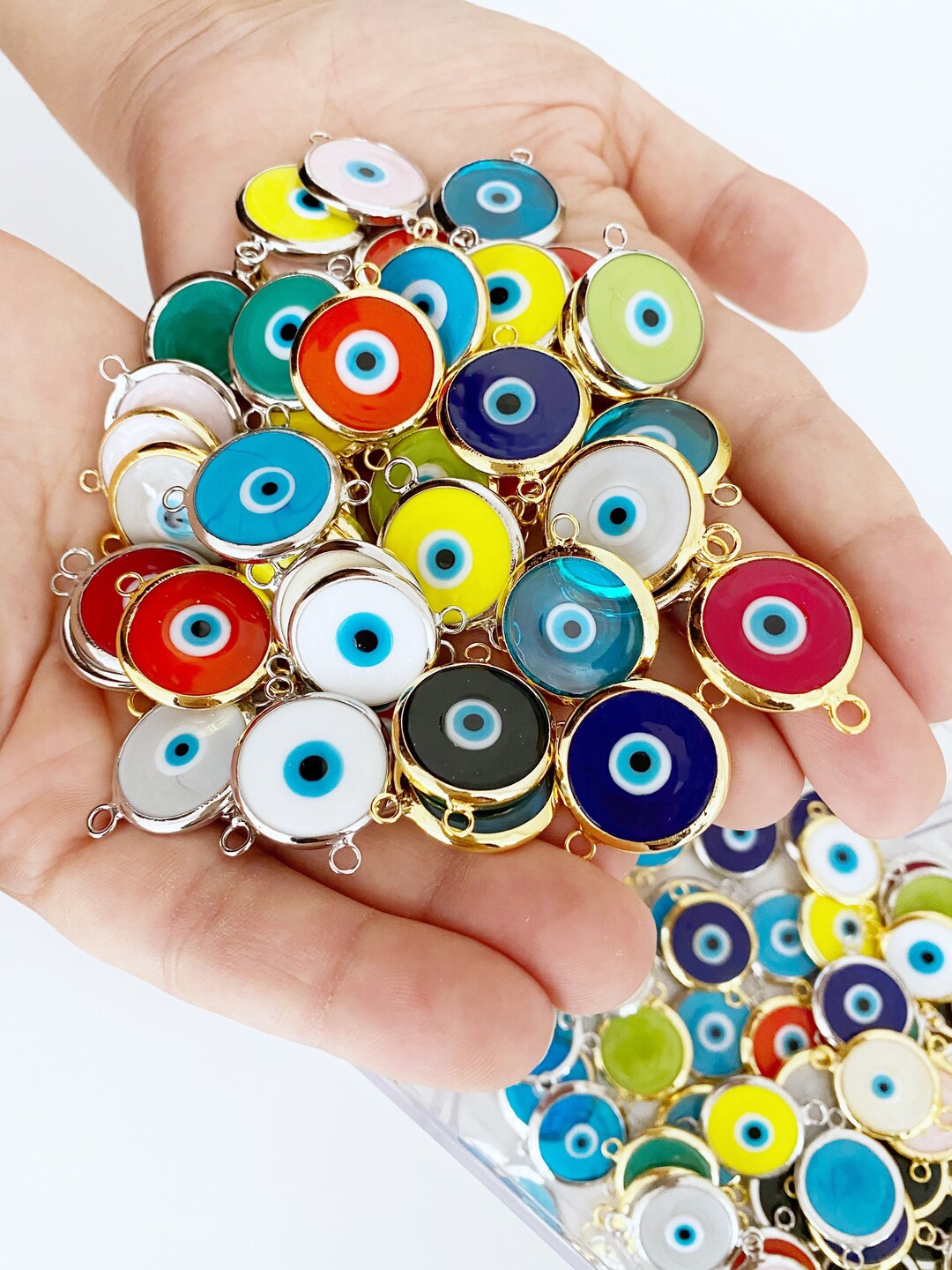 Evil Eye Connector Beads, Murano Glass Evil Eye Beads, Evil Eye ...
