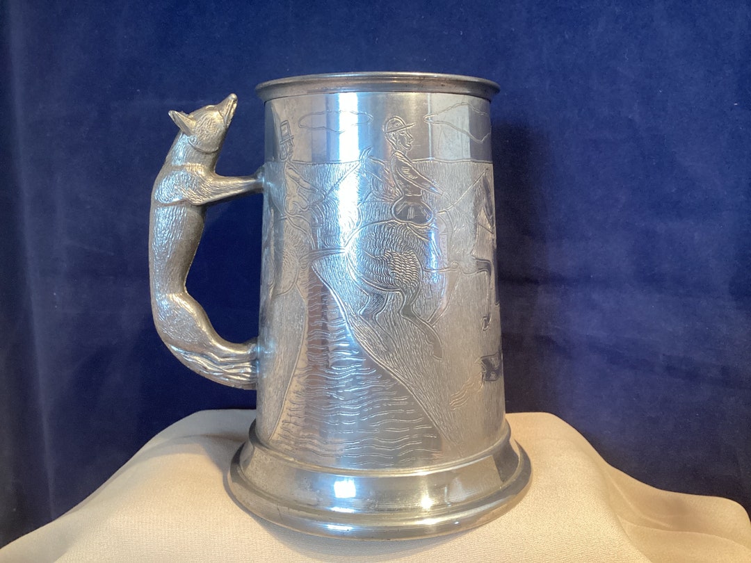 Vintage 5 1/4 Pewter Fox Hunt Etched Stein Sheffield - Etsy