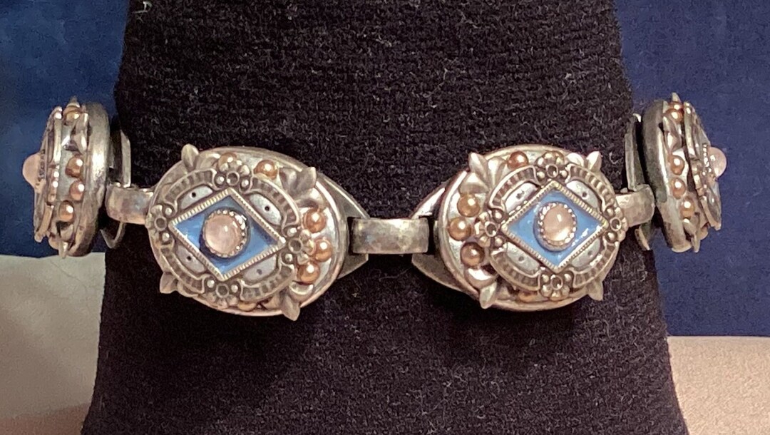 Vintage Hand Crafted Signed Michael Golan MG Mixed Metal, Enamel and ...