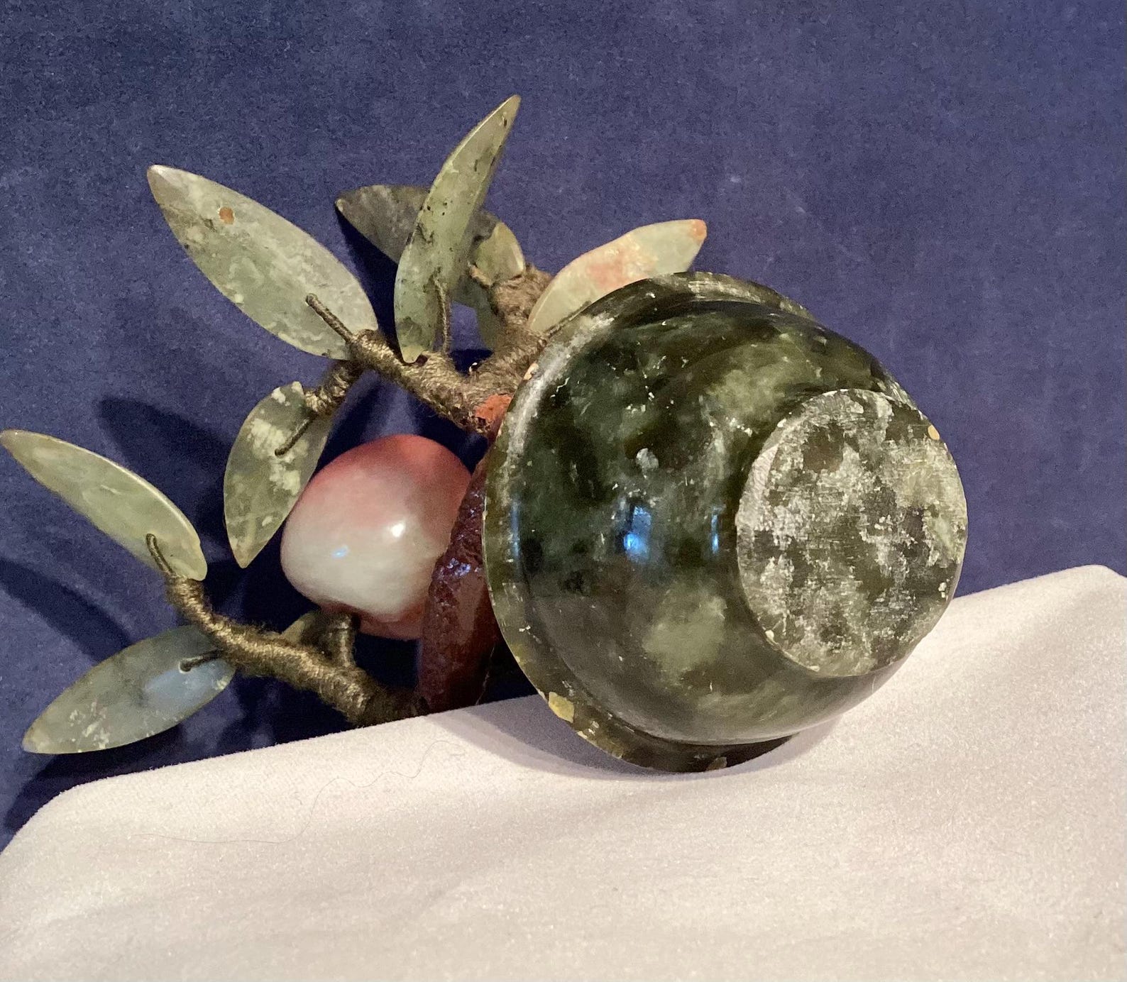 Vintage Chinese Hand Carved Jade Tree With Three Gemstone Plums in ...