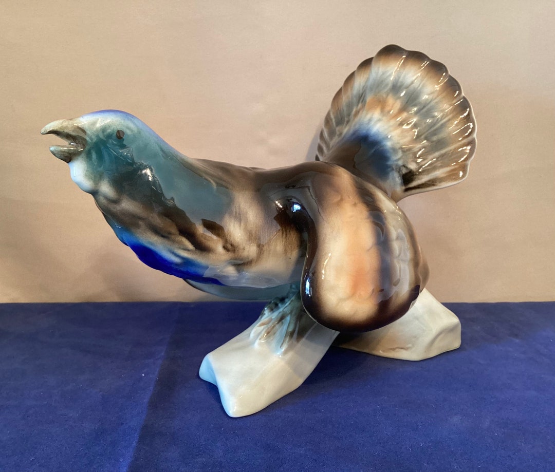 Vintage ROYAL DUX BOHEMIA Porcelain Capercaille Grouse Figurine, (like Turkey) #399 67, Czech ...