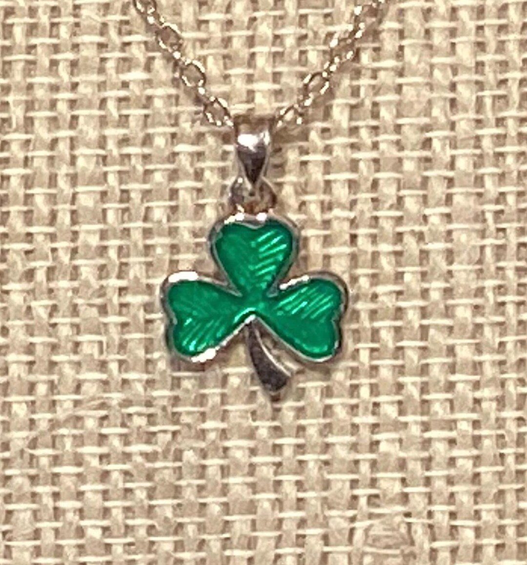 SOLAR Irish Shamrock Sterling & Enamel Necklace With 18”-20” Adjustable ...