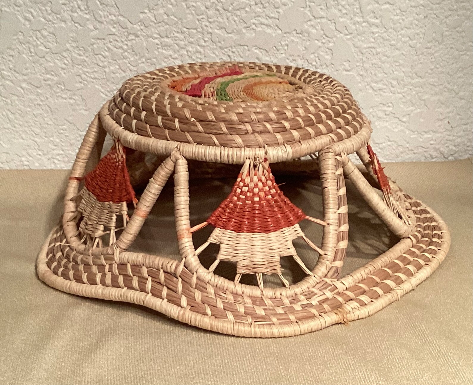 Hand Woven and Dyed Guatemalan Noel Pine Needle Basket With Scalloped ...