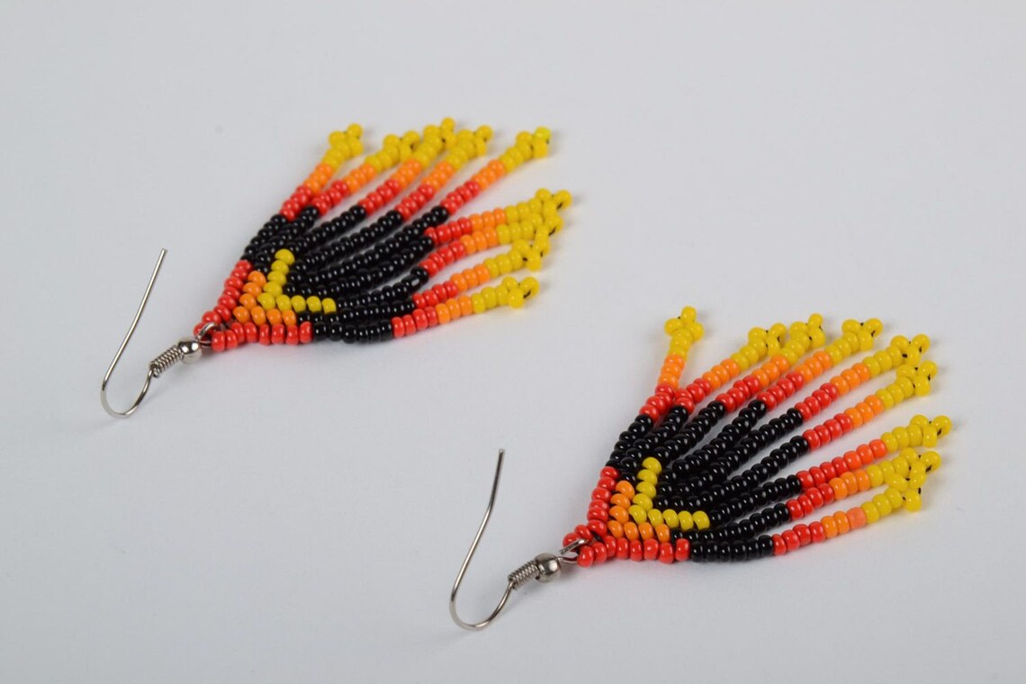 Beaded Earrings Geometric Aztec Earrings Tribal Earrings | Etsy