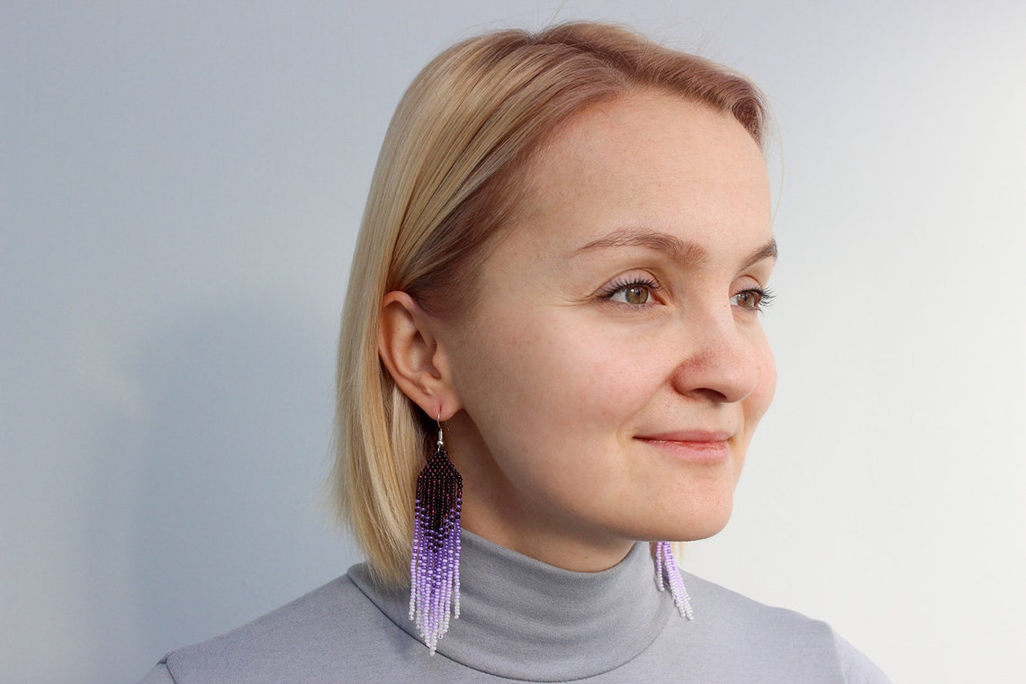 Ultra Violet Earrings Style Women Earrings Long Earrings Beadwork ...