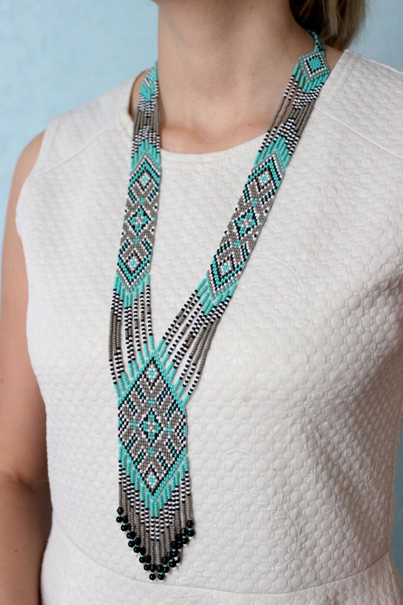 Ethnic woven beaded necklace Gerdan with national Ukrainian | Etsy