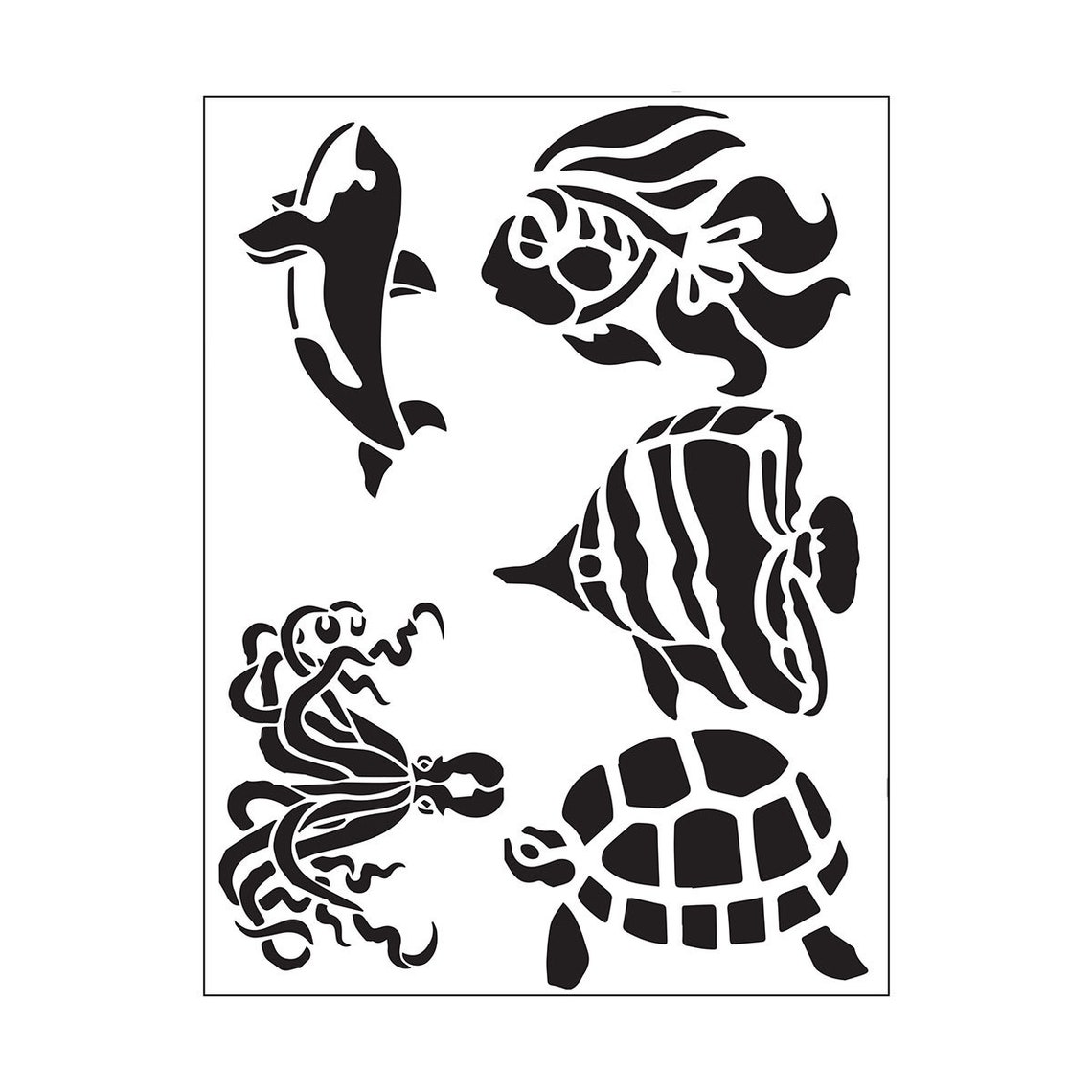 Mylar Ocean Creatures Stencil, Scrapbook Stencil, Fabric Stencil ...