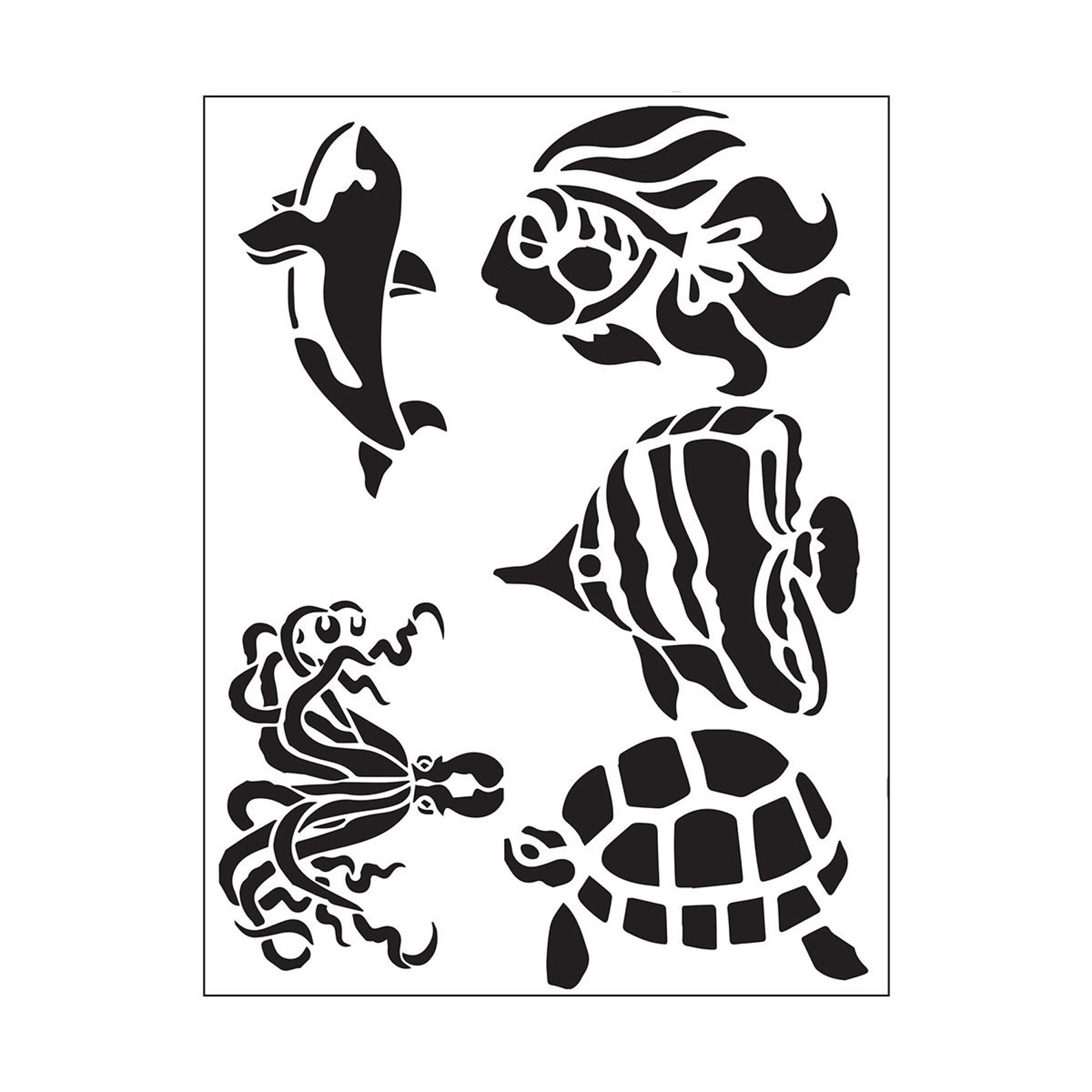 Mylar Ocean Creatures Stencil, Scrapbook Stencil, Fabric Stencil ...