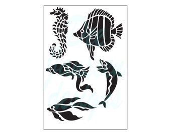 Dolphin Themed Stencils for Etching on Glass mixed Hobby - Etsy