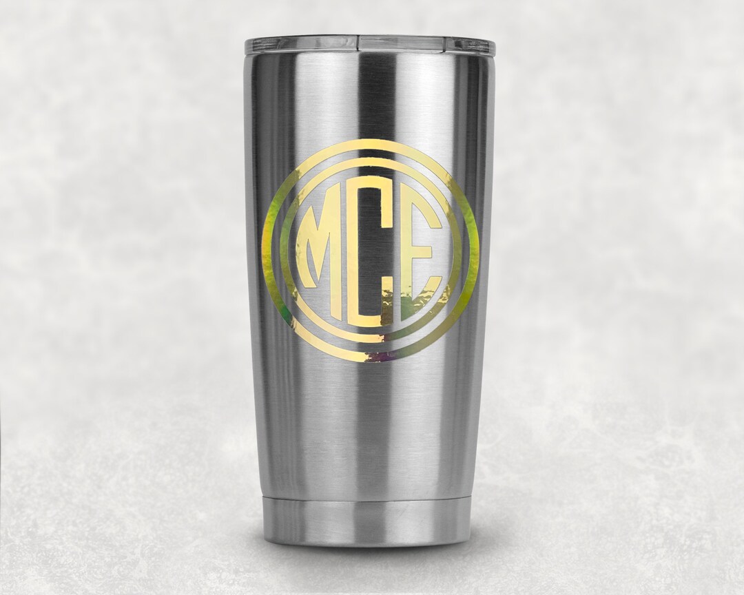 Iridescent Monogram Decal, Monogram Decal for Tumbler, Monogram Decal ...