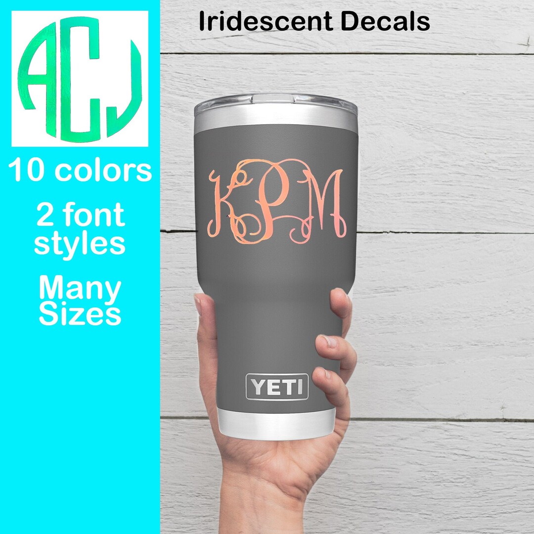Iridescent Monogram Decal, Monogram Decal for Tumbler, Monogram Decal ...
