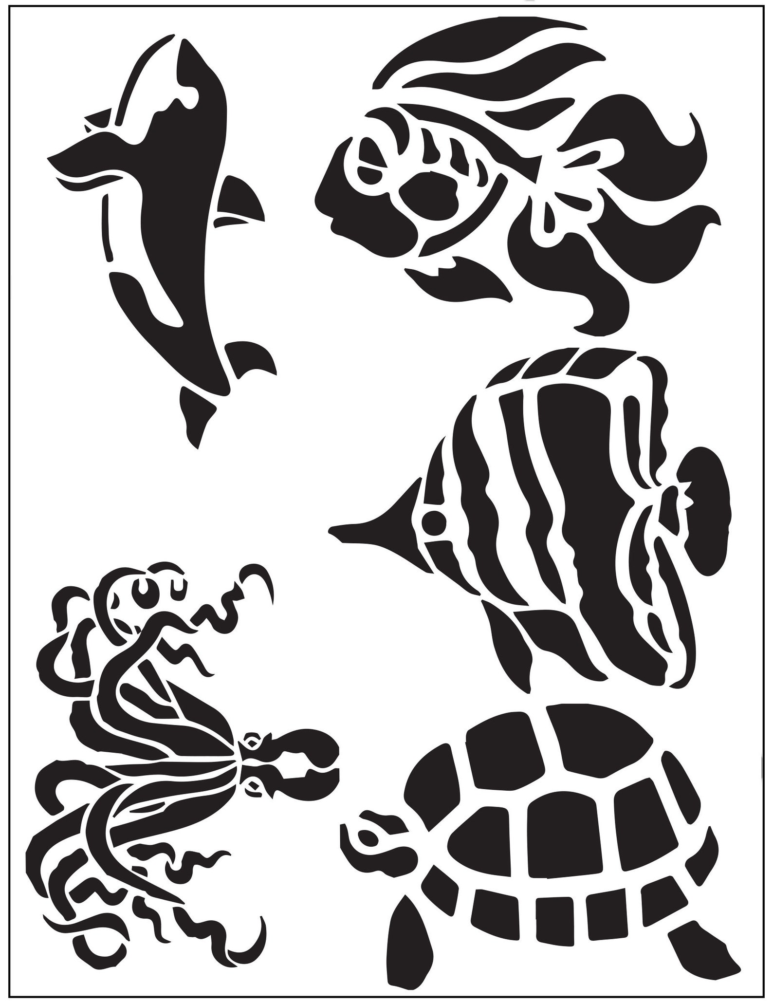 Mylar Ocean Creatures Stencil, Scrapbook Stencil, Fabric Stencil ...