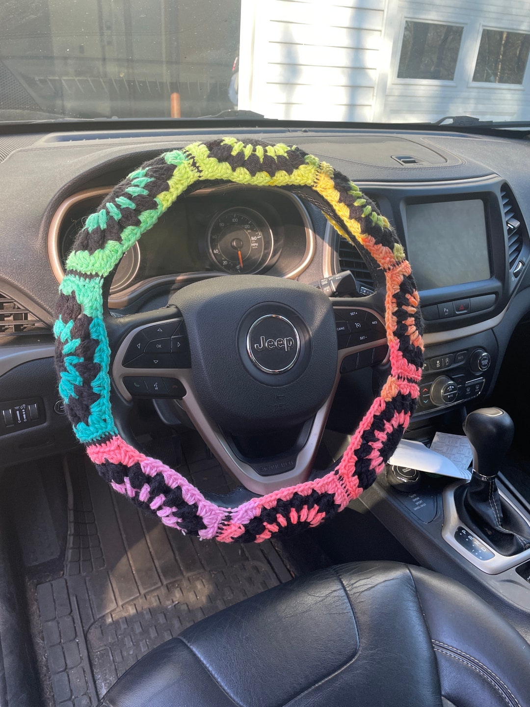 Handmade Crochet Granny Square Steering Wheel Cover, All Season, Car ...