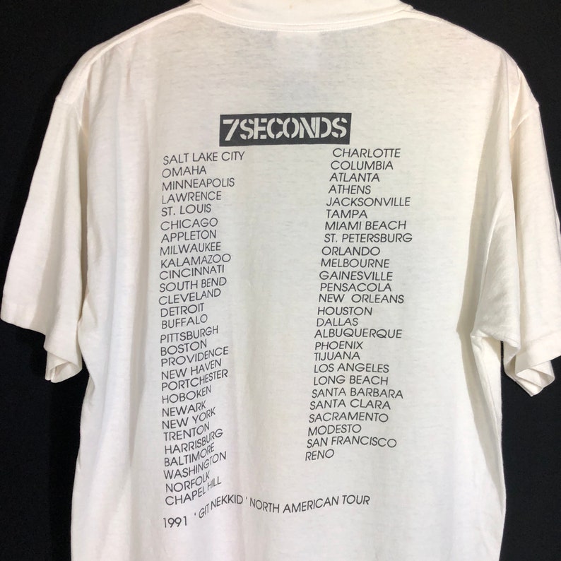 Rare Vintage 7 Seconds Tour 1991 Git Nekkid Tshirt Punk - Etsy