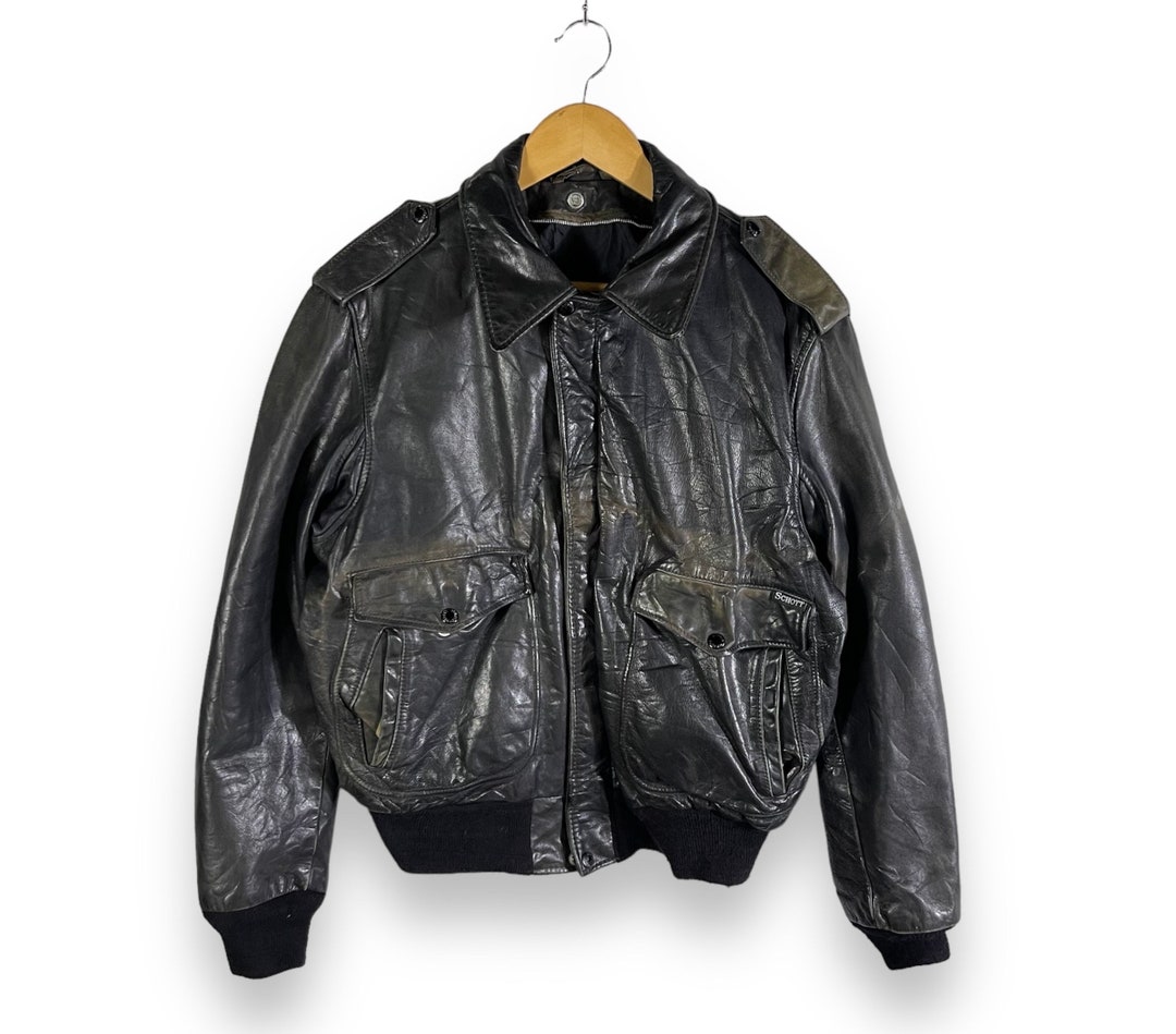 Vintage 60s/70s Schott A2 Bomber Patina Leather Punk Motocycle Jacket ...