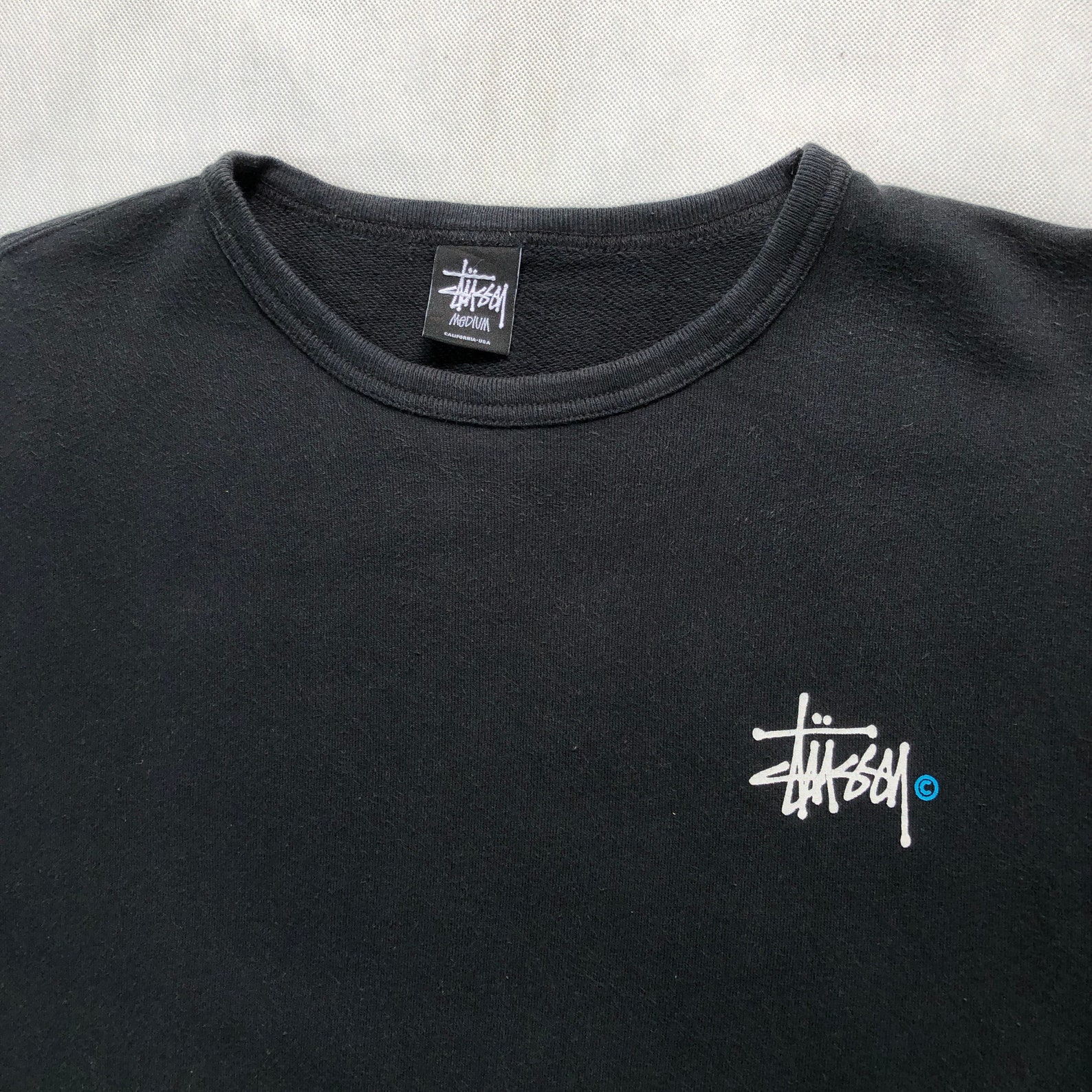 Vintage Stussy Signature Crewneck sudadera de manga corta Y2k - Etsy México