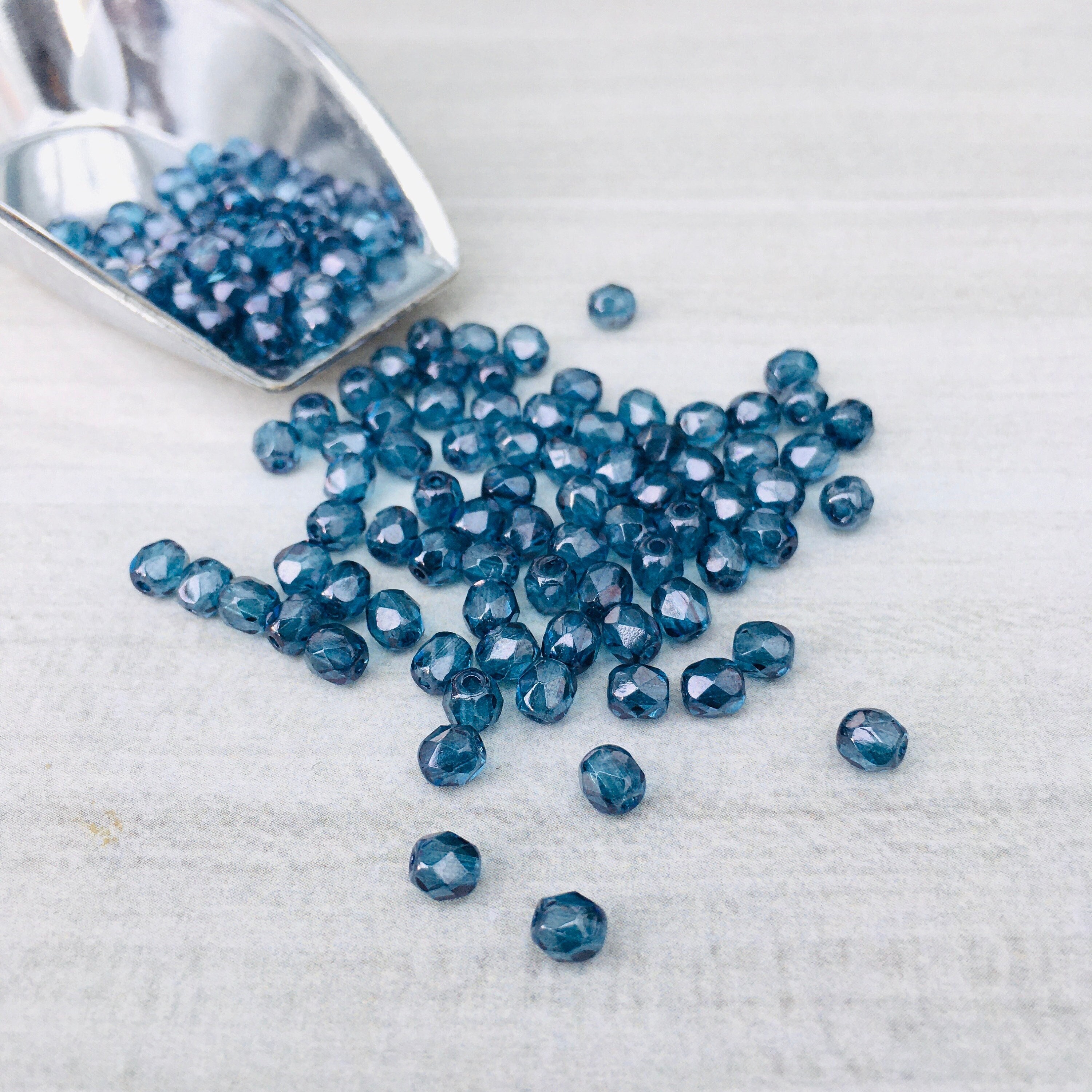 4mm Baby Blue Lustre Ink Blue Lustre Fire Polished Czech - Etsy UK