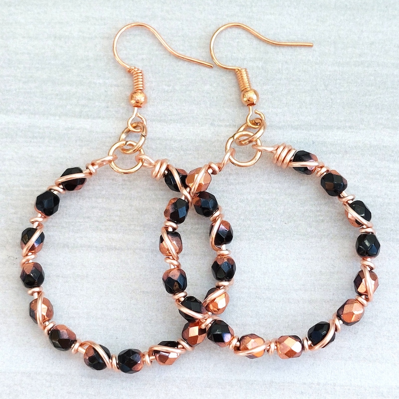 Beaded Wire Earrings - Etsy