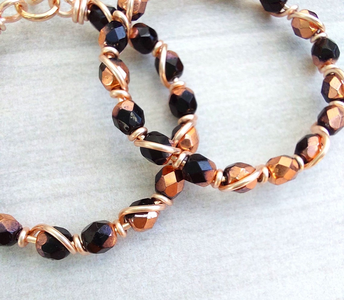 KIT Wired Hoop Earrings Kit. Jet Capri Rose Gold Plated DIY | Etsy